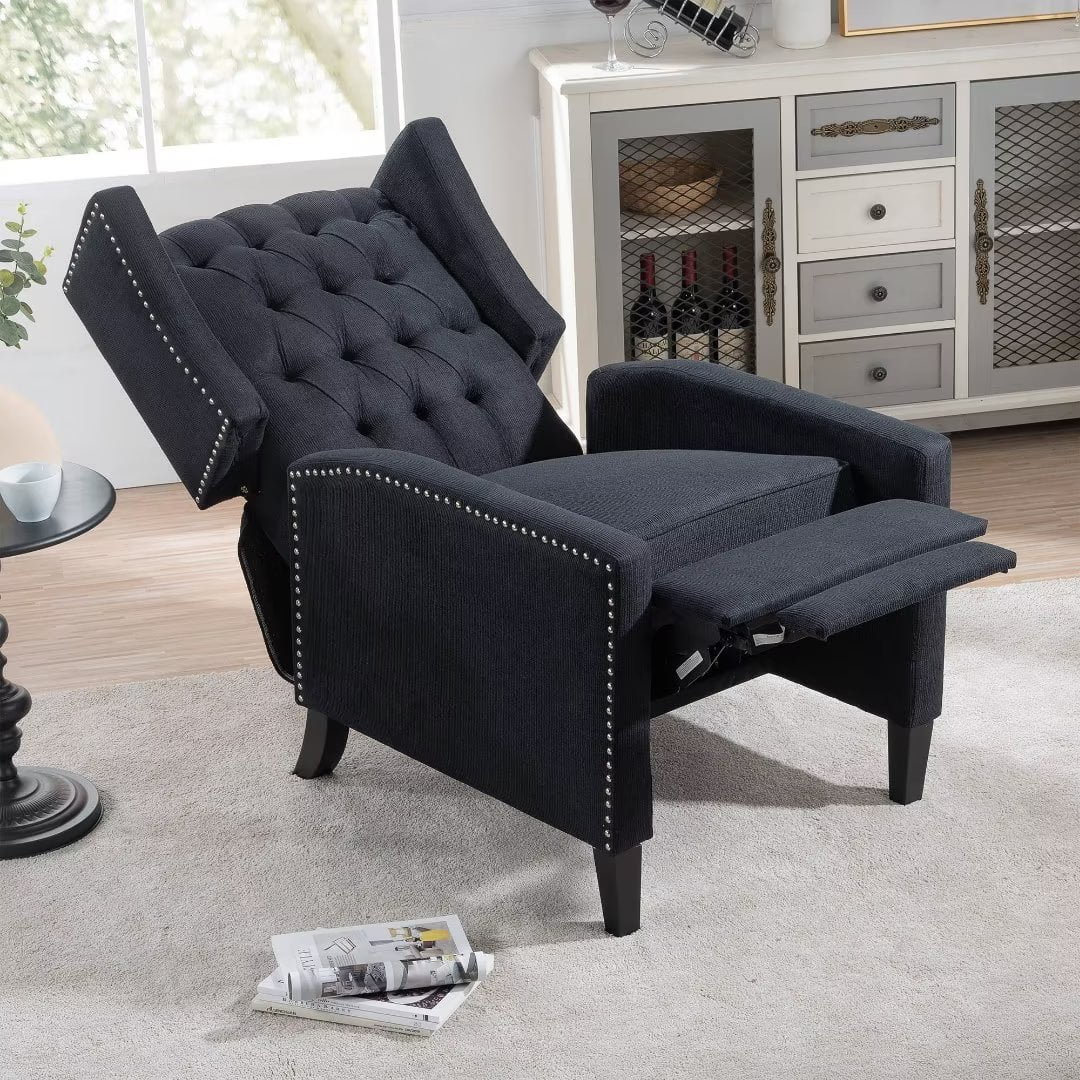 "27"" Wide Reclining Wingback Chair, Vintage Accent with Nailhead Trim ...
