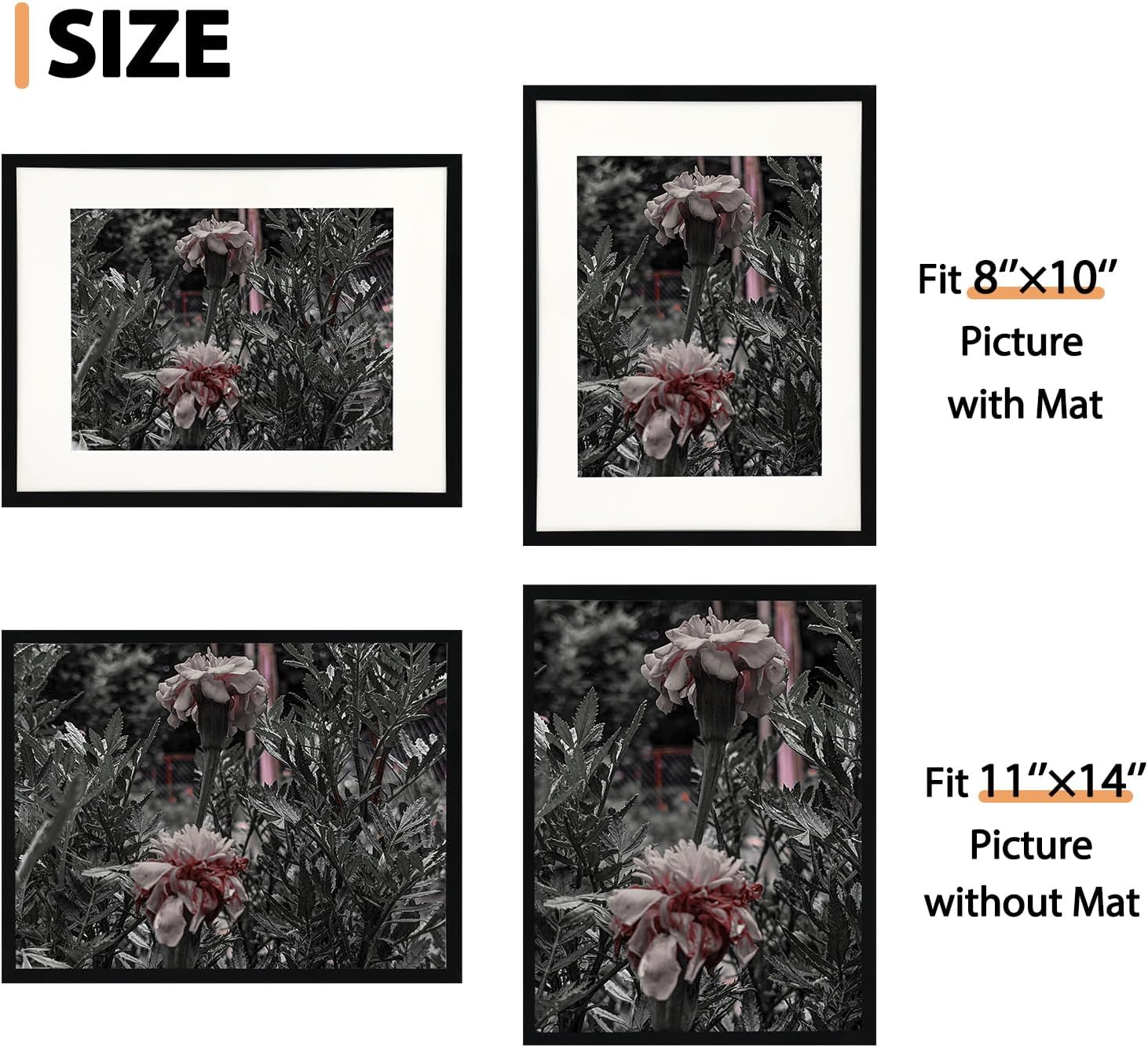 27" X 35" Black Picture Frames Set Of 4, Display Photos 20" X 25" With ...