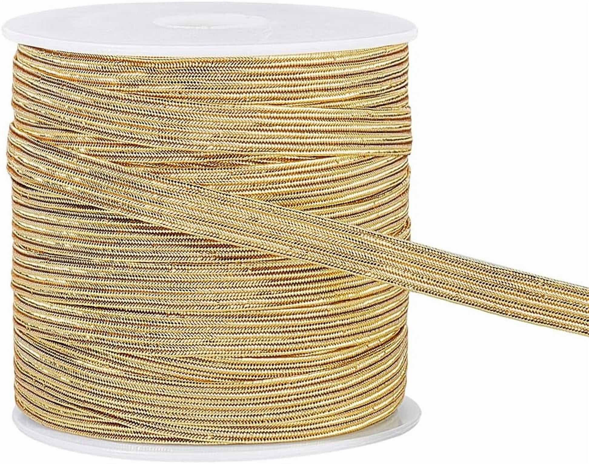 27 Yard Glitter Metallic Elastic Strap 1/4 Inch Light Gold Flat Nylon ...
