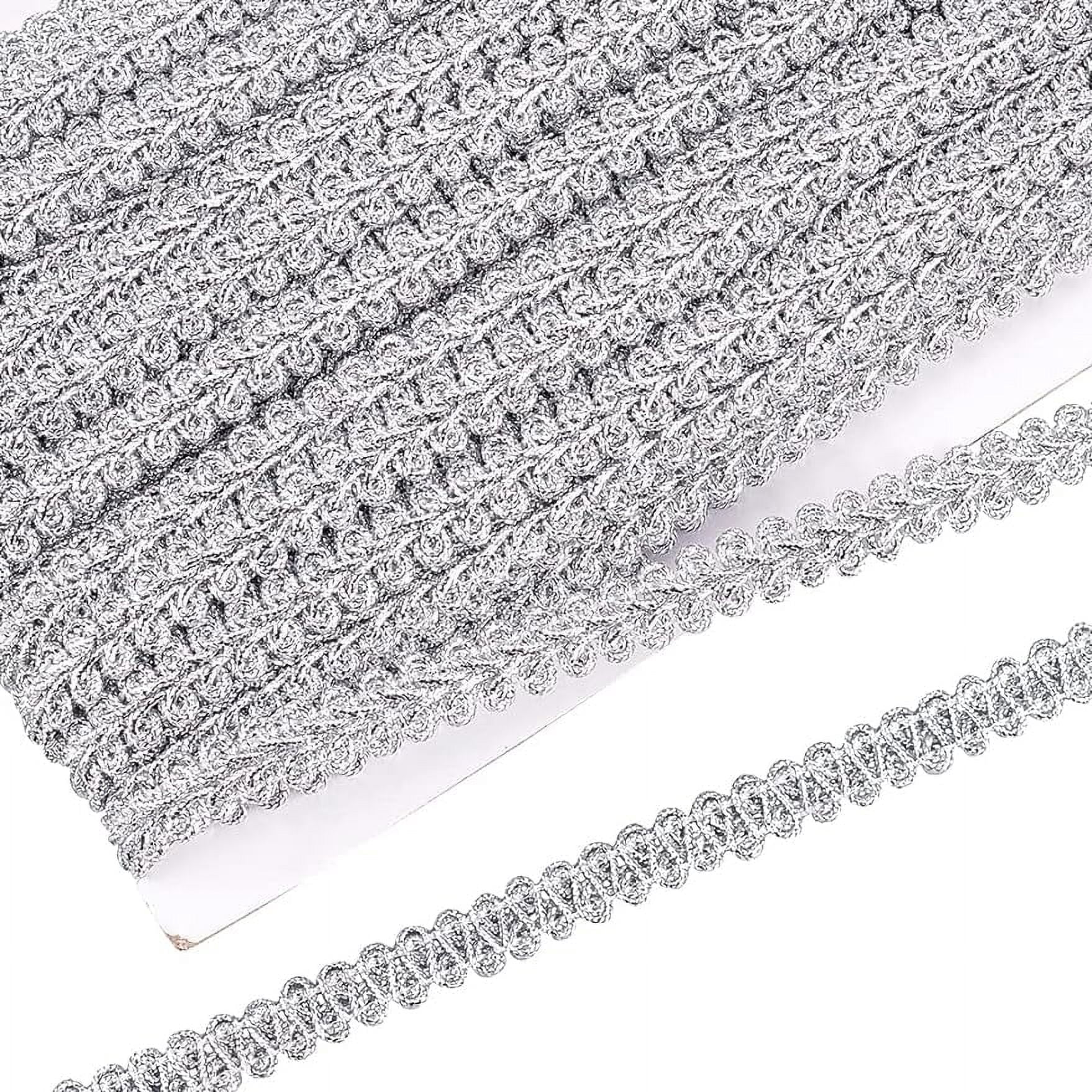 27 Yards Metallic Braid Lace Trim Sliver Sewing Centipede Lace 3/8 ...