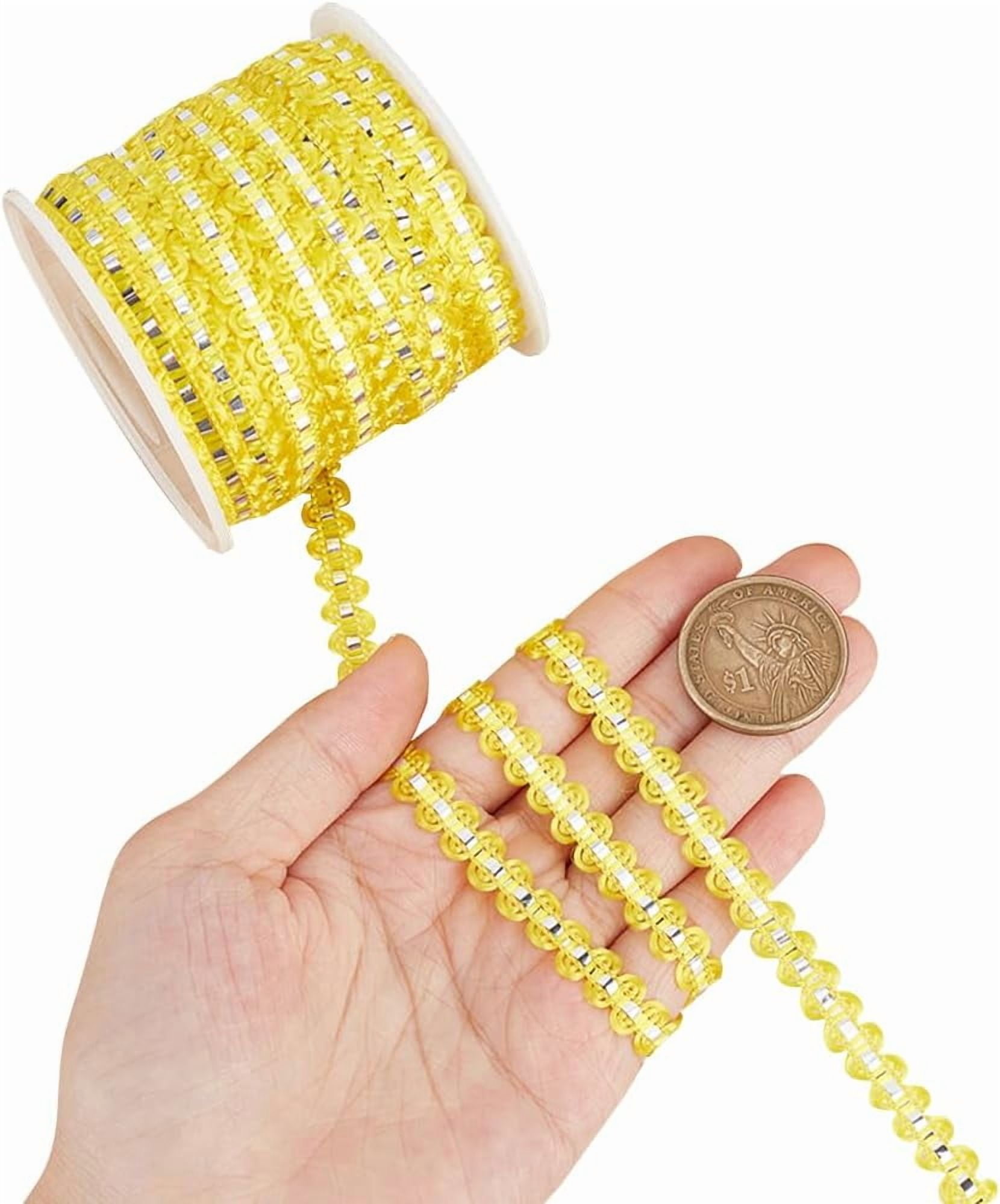 27 Yards Yellow Ribbon Trim RIC Rac Ribbon Metallic Wave Yarn Rick Rack ...