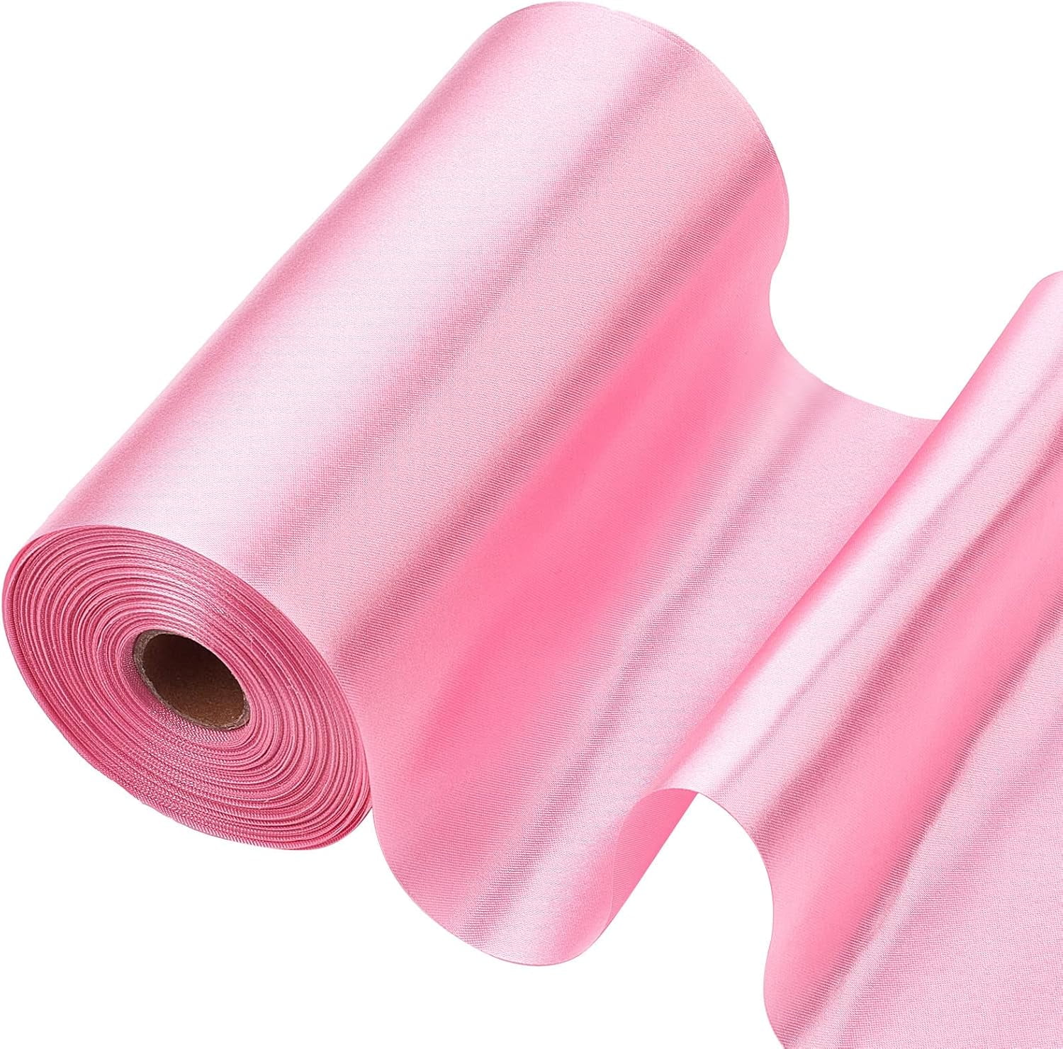 27 Yards x 6 Inch Wide Double Faced Satin Ribbon Roll Pink Polyester ...
