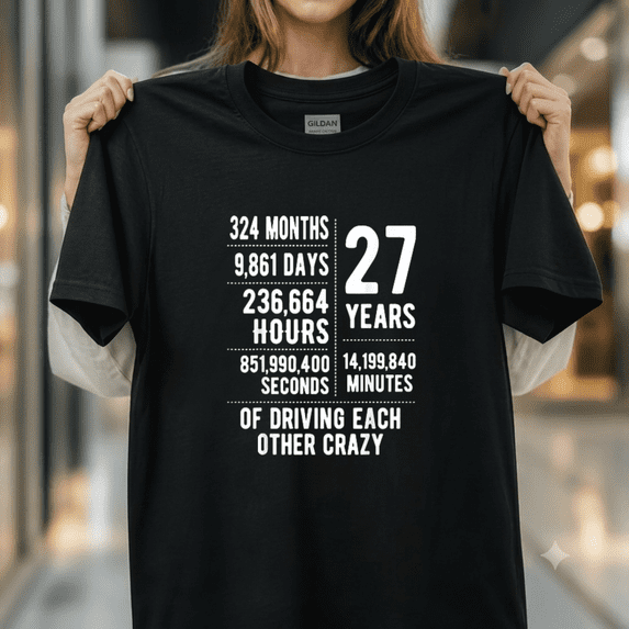 27 Years Married Funny 27th Wedding Anniversary Couple Joke Unisex T ...