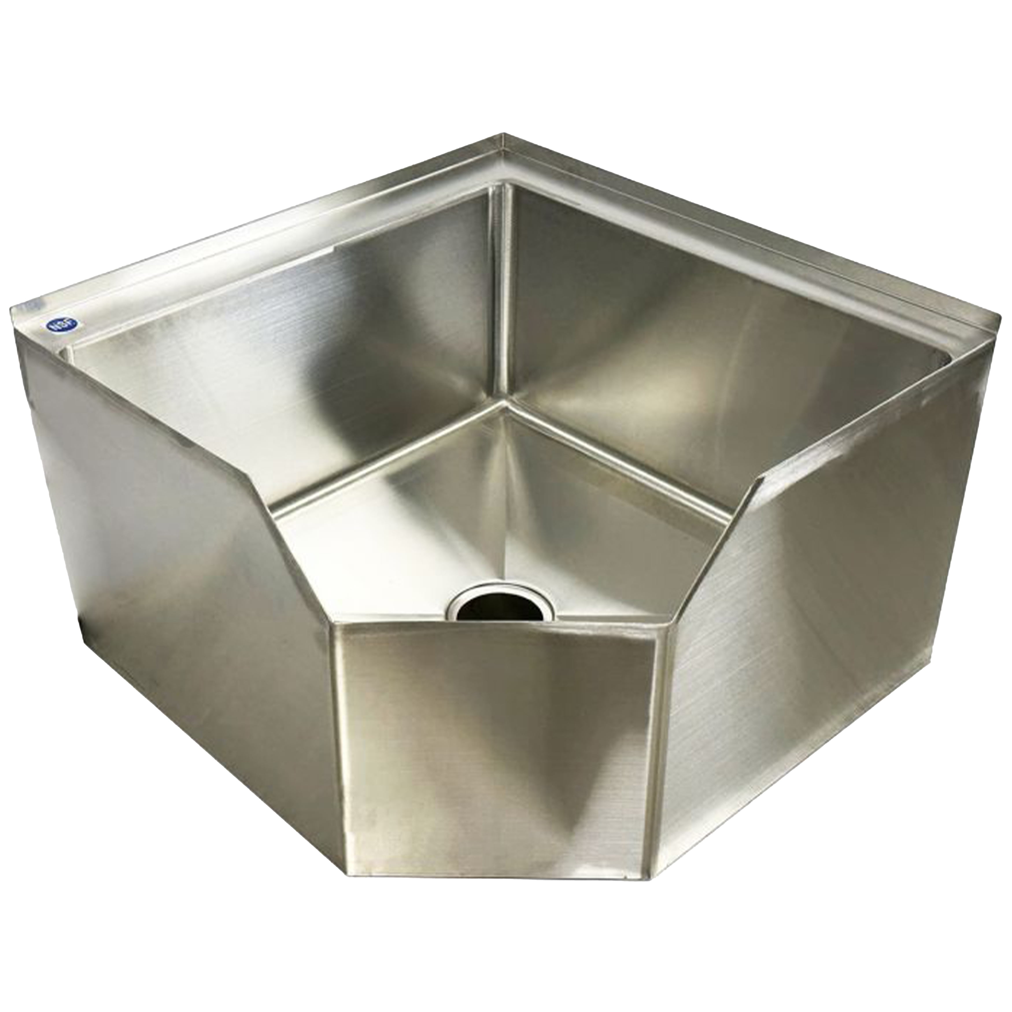 27 in. Corner Mop Sink, Heavy Gauge Stainless Steel Bowl, Five-sided ...