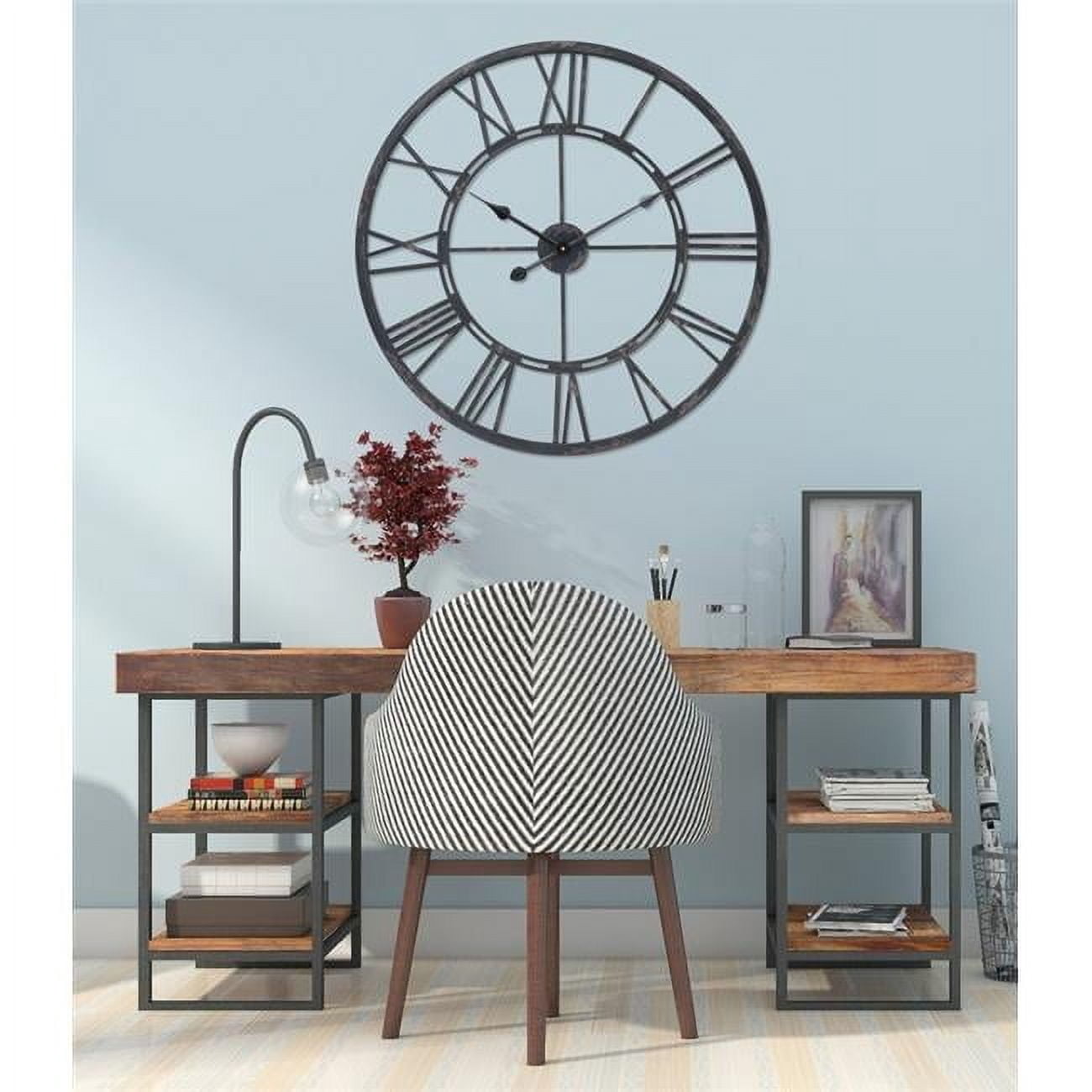 27 in. Oversized Roman Round Wall Clock, Matte Black - Walmart.com