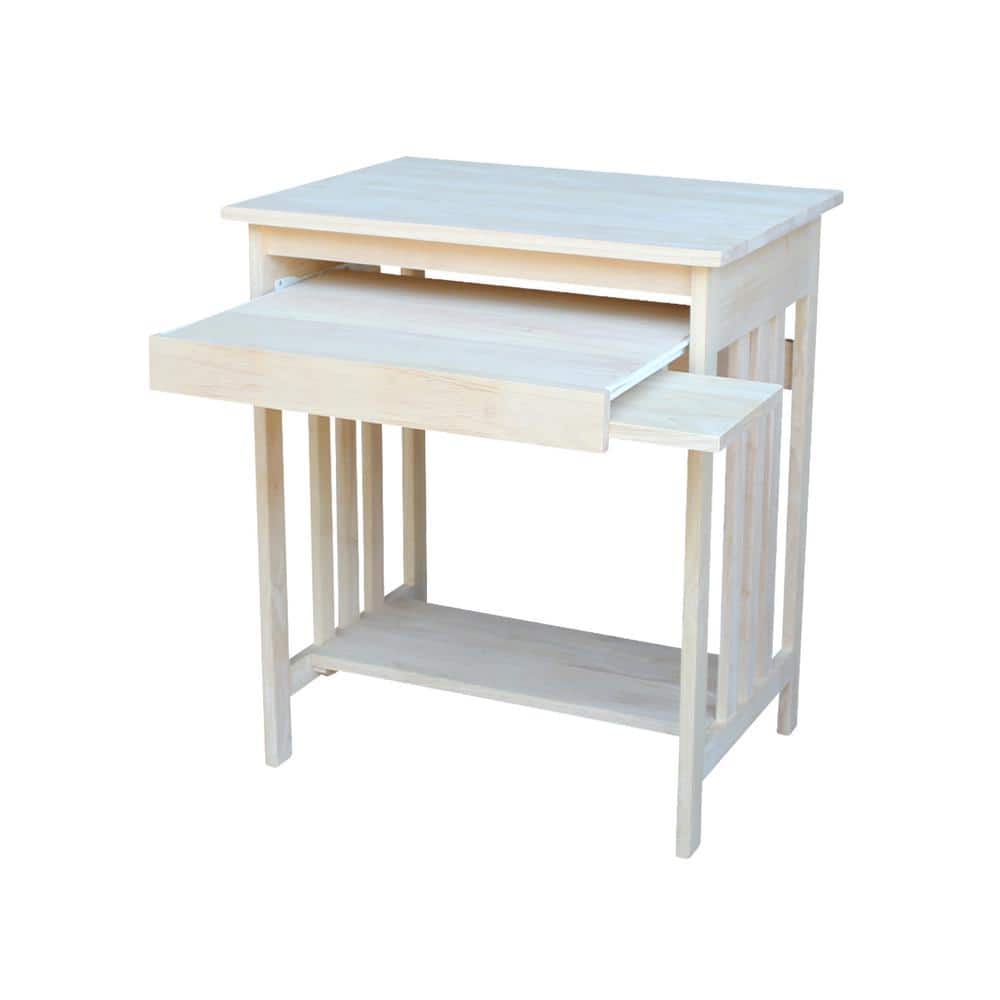 27 in. Rectangular Unfinished Computer Desk with Keyboard Tray ...