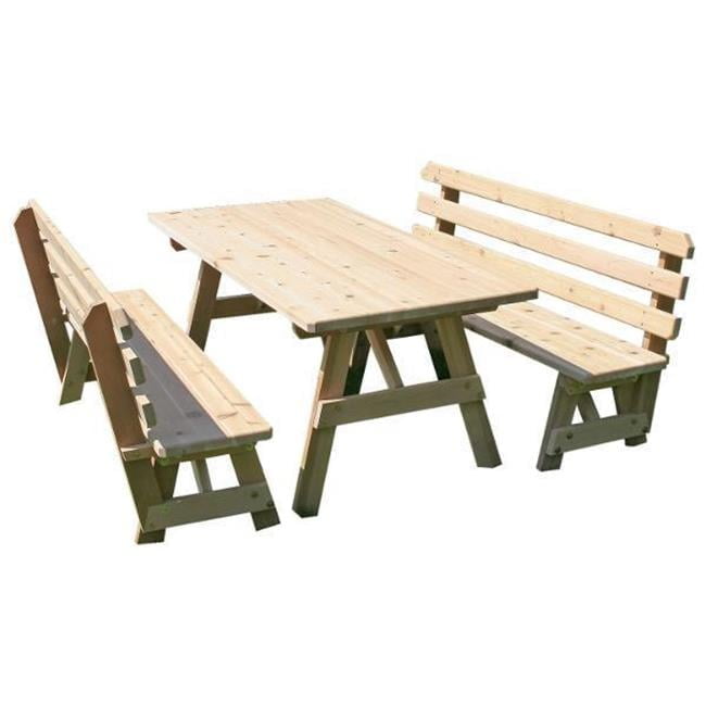 27 in. Wide 4 ft. Classic Family Red Cedar Picnic Table with 4 ft. 2 ...