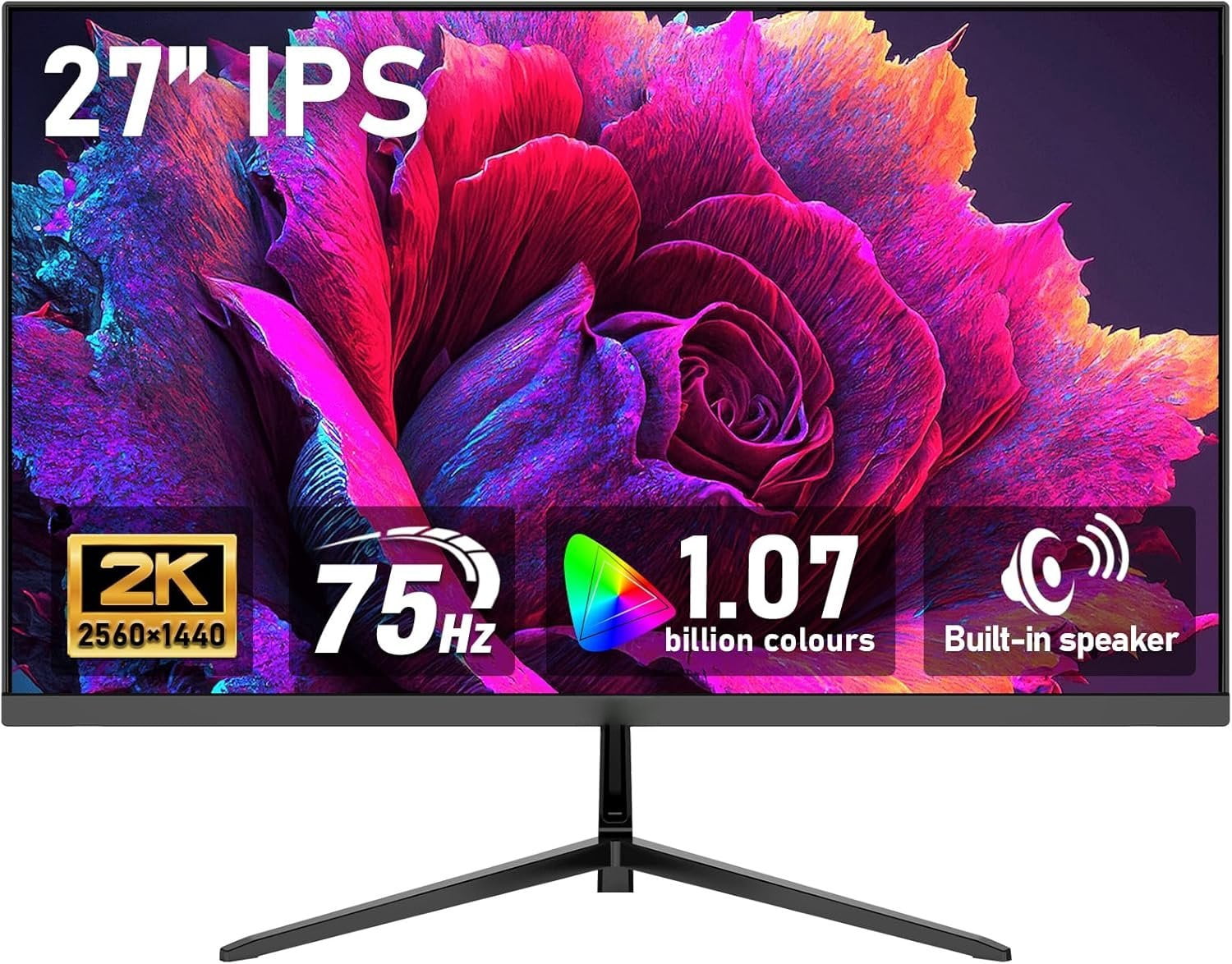 27 inch IPS QHD (2560x1440) Computer 75Hz Gaming PC Screen, 1ms ...