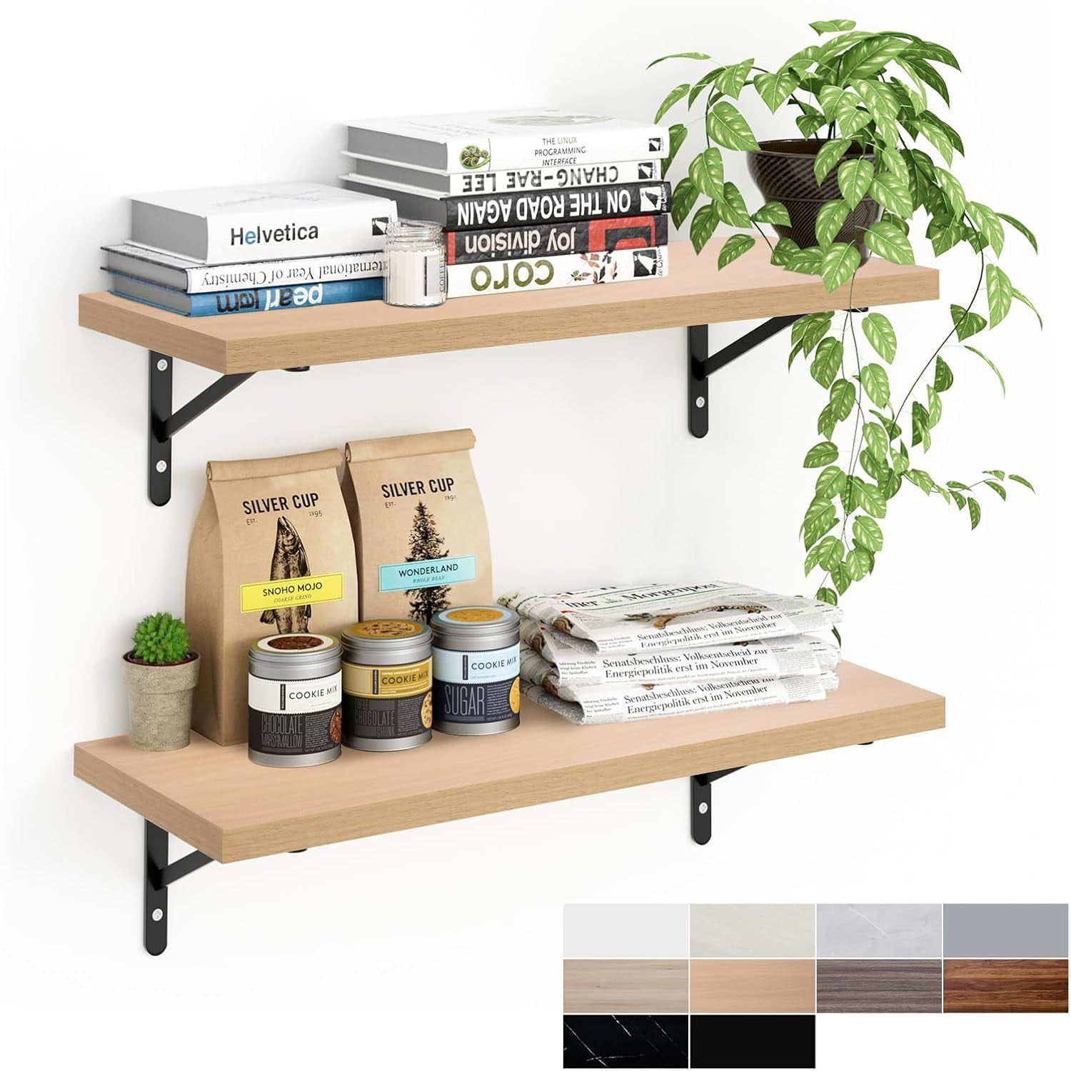 27 inch Long 10 inch Deep Floating Shelves for Wall Large Open Shelves ...