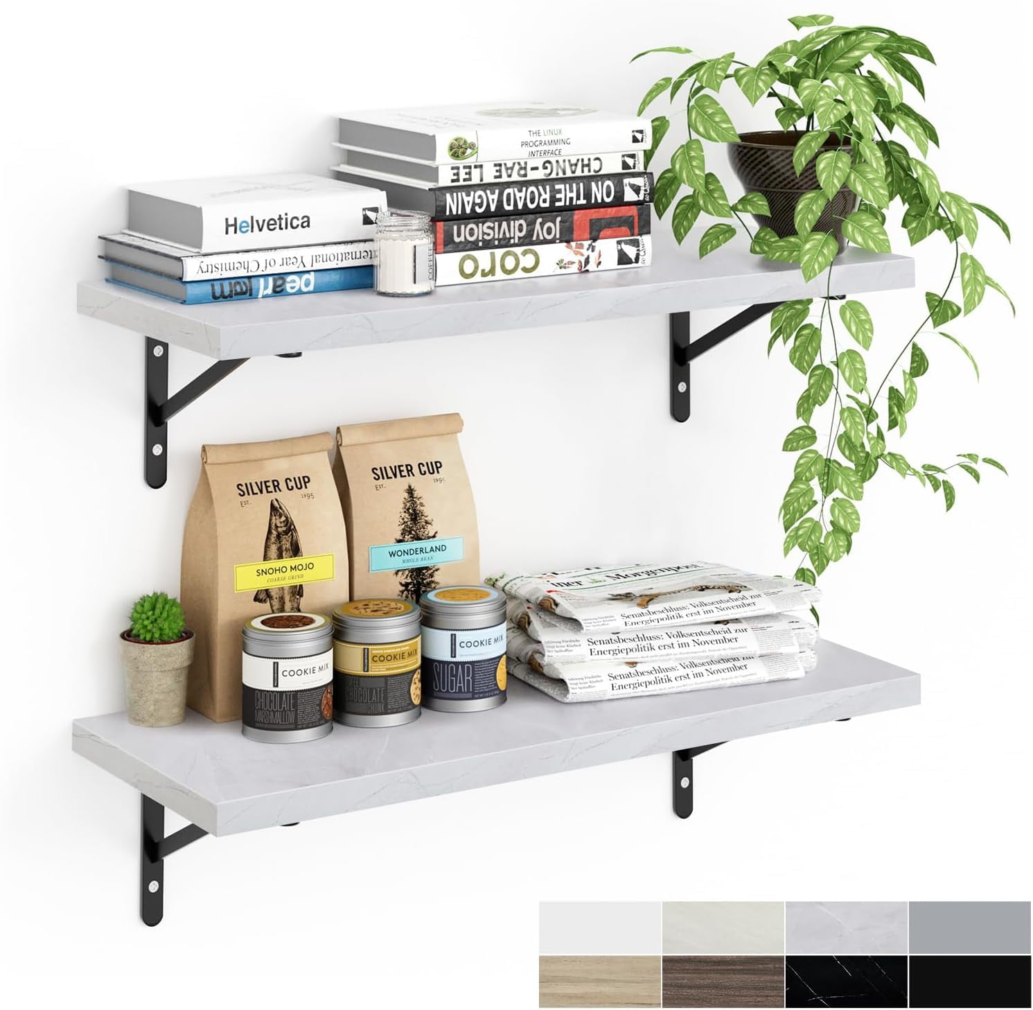 27 inch Long 10 inch Deep Floating Shelves for Wall Set of 2, Large ...