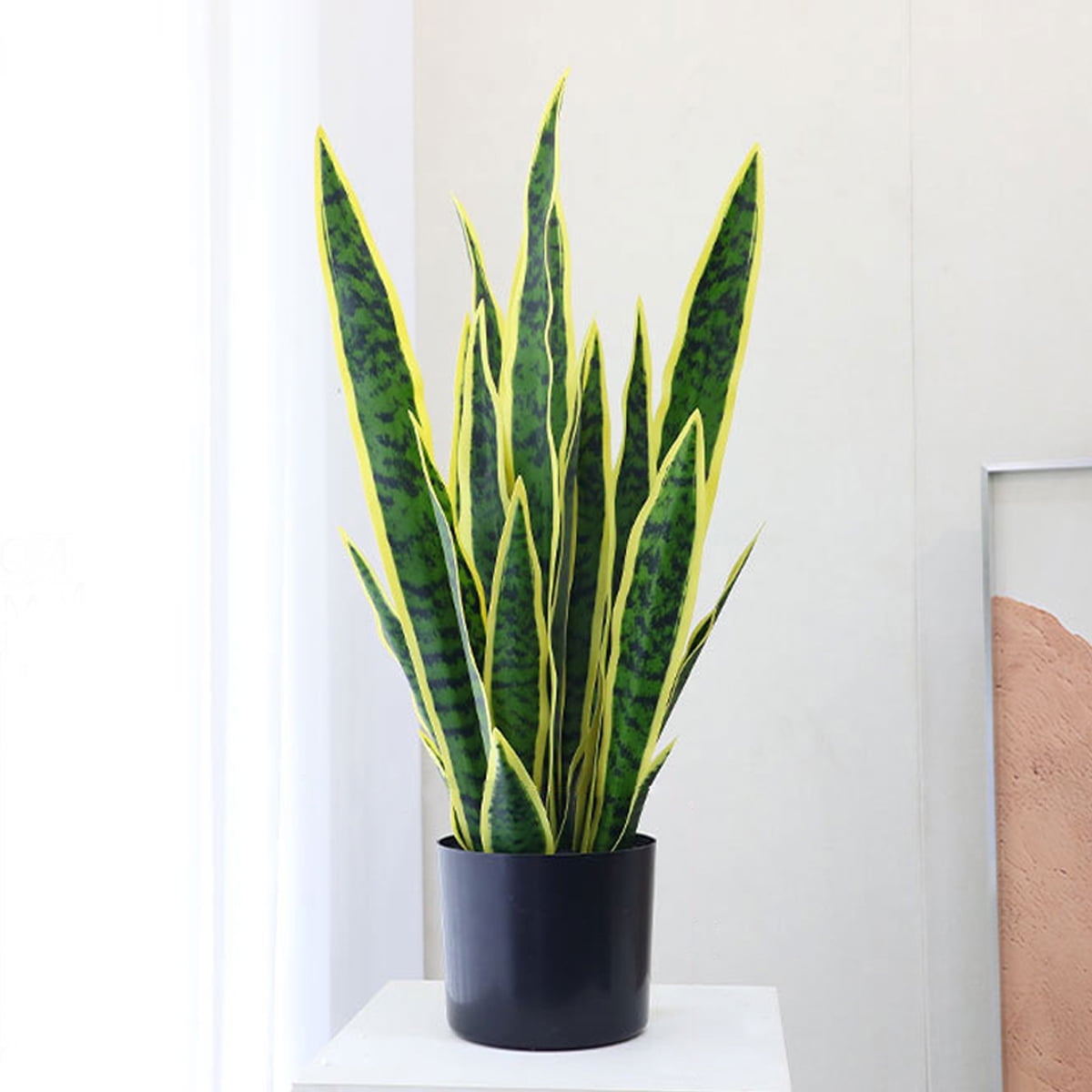 27-inch artificial snake plant with potted plant, artificial tiger ...
