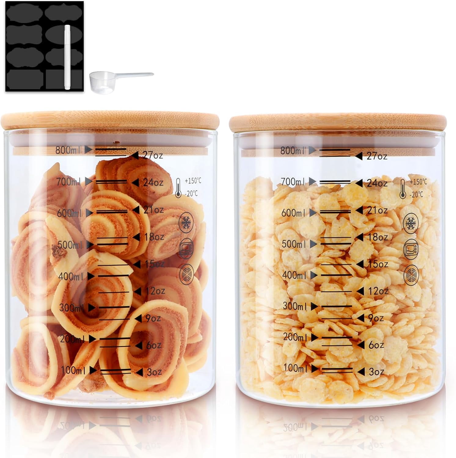 27 oz Glass Storage Containers with Lids, Sealed Food Jars Kitchen Jars ...