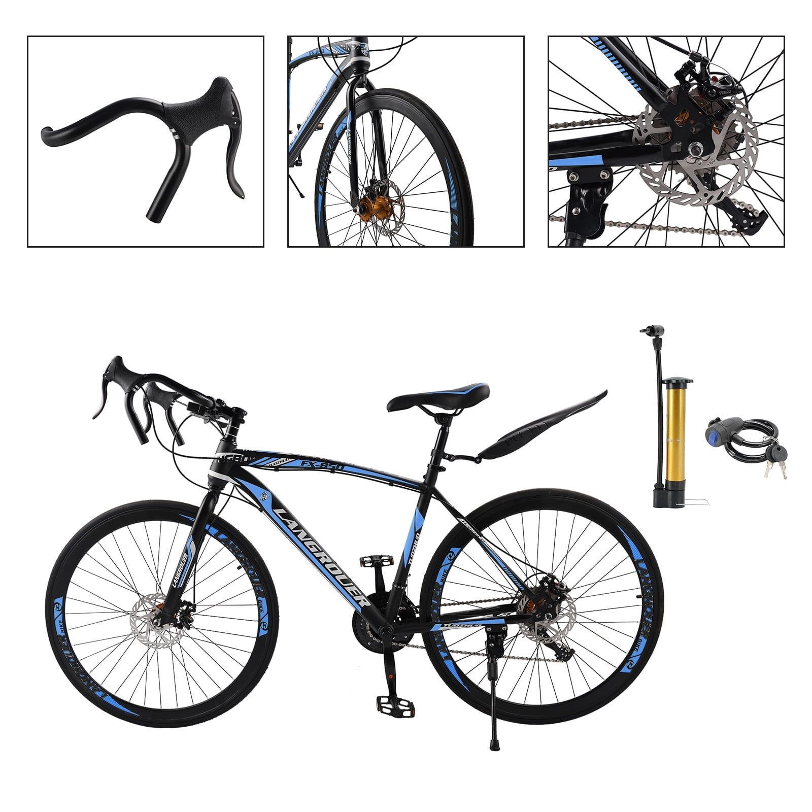 27 speed Road Bike Racing Bicycle 700C 26" Wheels Adult Black & Blue ...