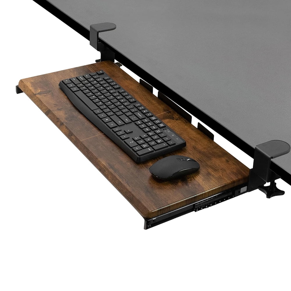 27 x 11 inch Pull Out Platform Drawer, Morden Clamp-on Computer Keyboard and Mouse Under Desk ...