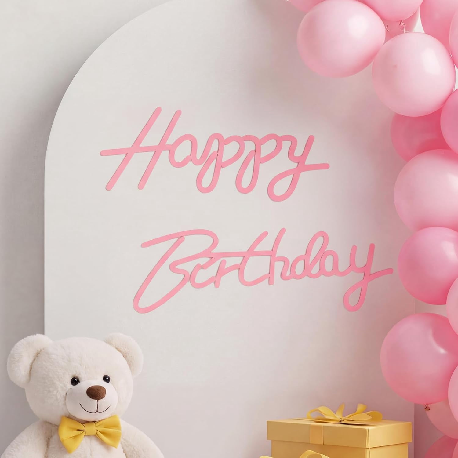 27"x 20" Pink Gold Felt Happy Birthday Banner, Large Backdrop Sign for ...