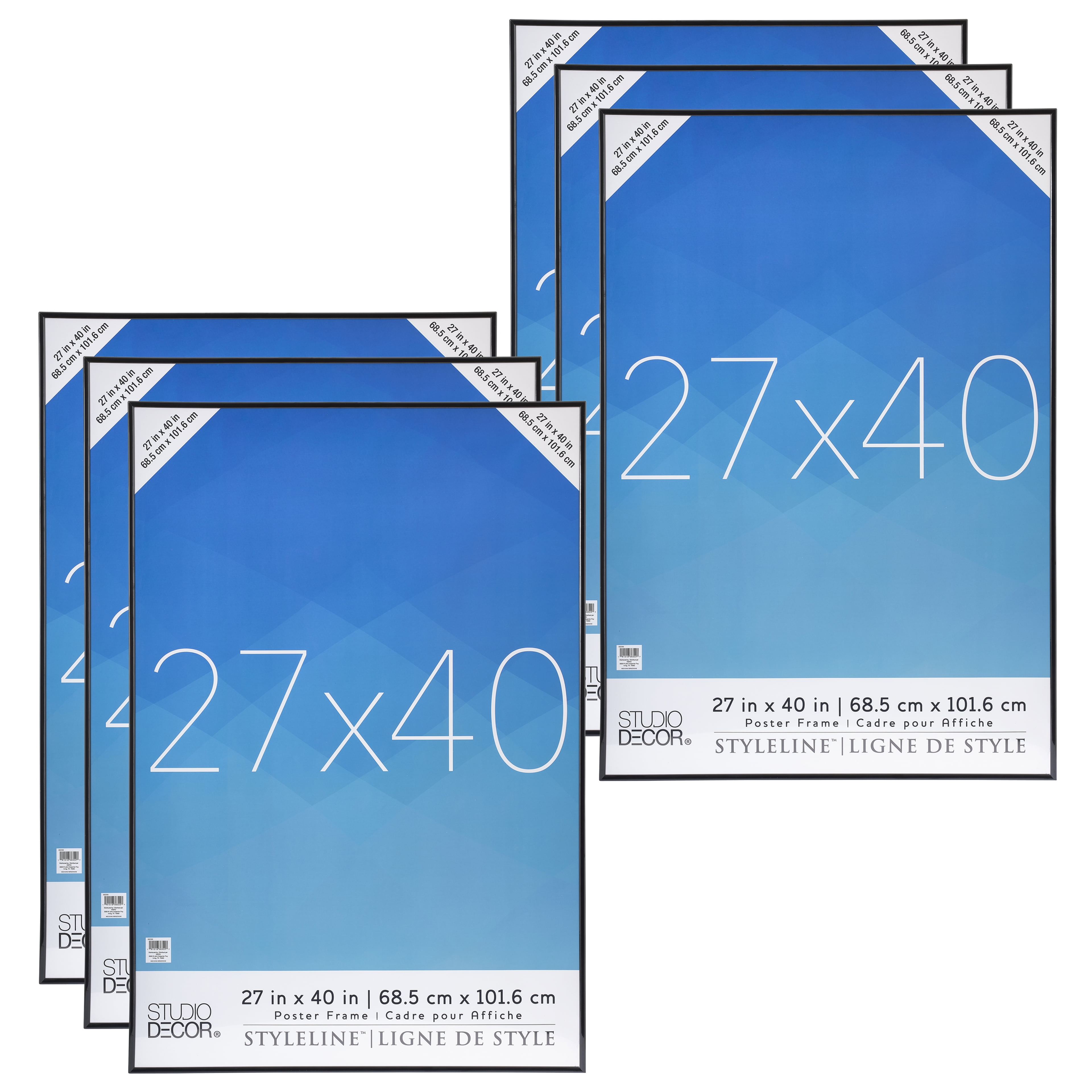 Studio Décor 27x40 Black Plastic Poster Frame - Bulk 6 Pack, Includes ...