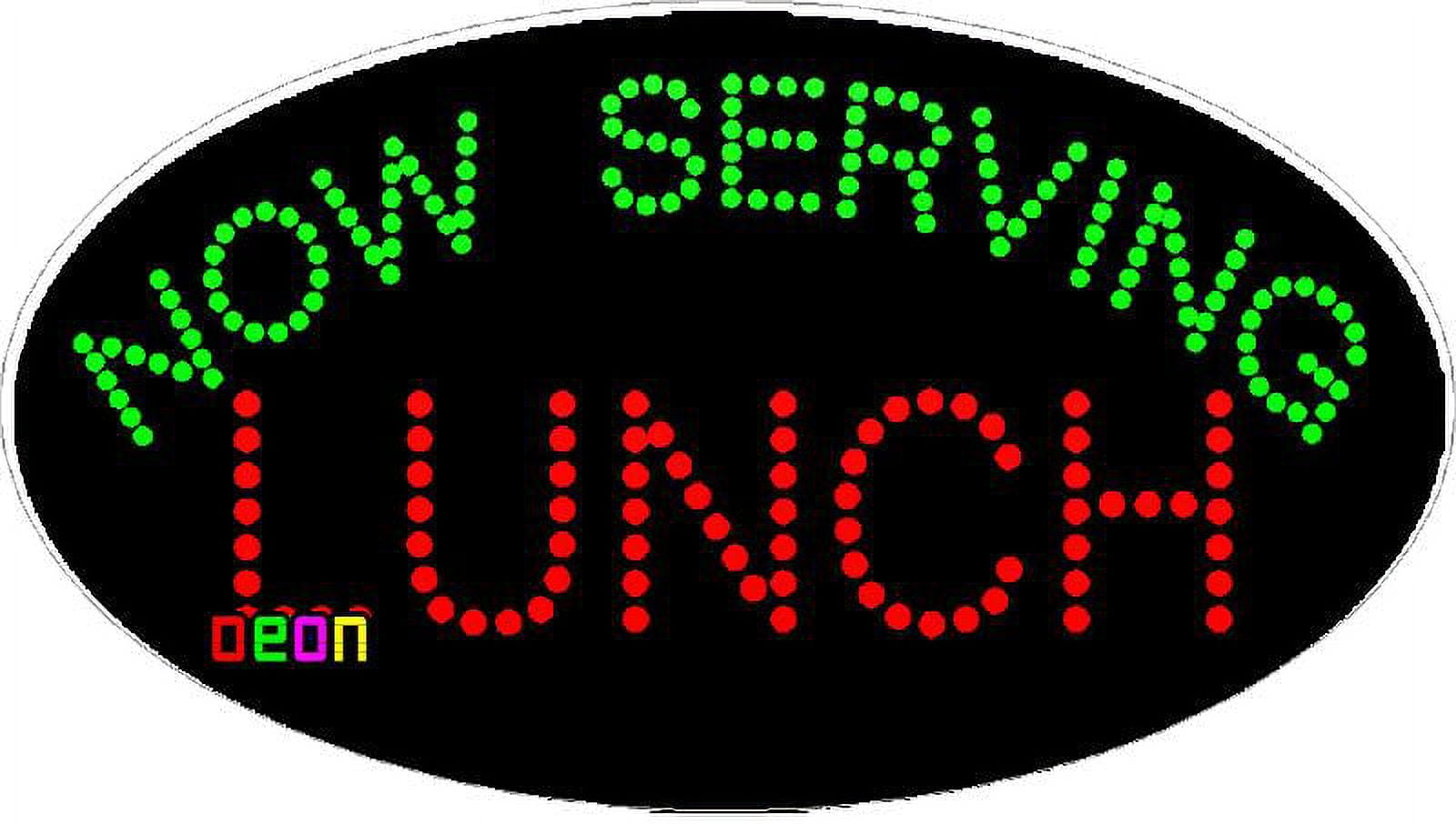 27"x15" Neon By Deon Now Serving Lunch LED Sign w/Flashing Controller ...