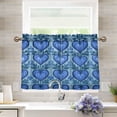 27"x24" Tier Curtains 2 Panels Blue Growing Hearts Pattern Semi Sheer ...