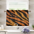 27"x24" Tier Curtains 2 Panels Bright Amber Tiger Stripes Semi Sheer ...