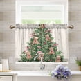 27"x24" Tier Curtains 2 Panels Christmas Tree with Bears Semi Sheer ...