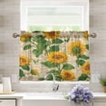 27"x24" Tier Curtains 2 Panels Retro-chic Sunflowers Semi Sheer Kitchen ...