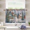 27"x24" Tier Curtains 2 Panels Snowman House and Trees Semi Sheer ...