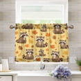 27"x24" Tier Curtains 2 Panels Sweet Raccoons Fall Pattern Semi Sheer ...