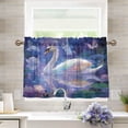 27"x36" Tier Curtains 2 Panels Colorful Swan Semi Sheer Kitchen Short ...