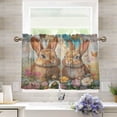 27"x36" Tier Curtains 2 Panels Cute Bunnies Oil Painting Semi Sheer ...