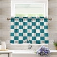 27"x36" Tier Curtains 2 Panels Dark Green Plaid Semi Sheer Kitchen ...