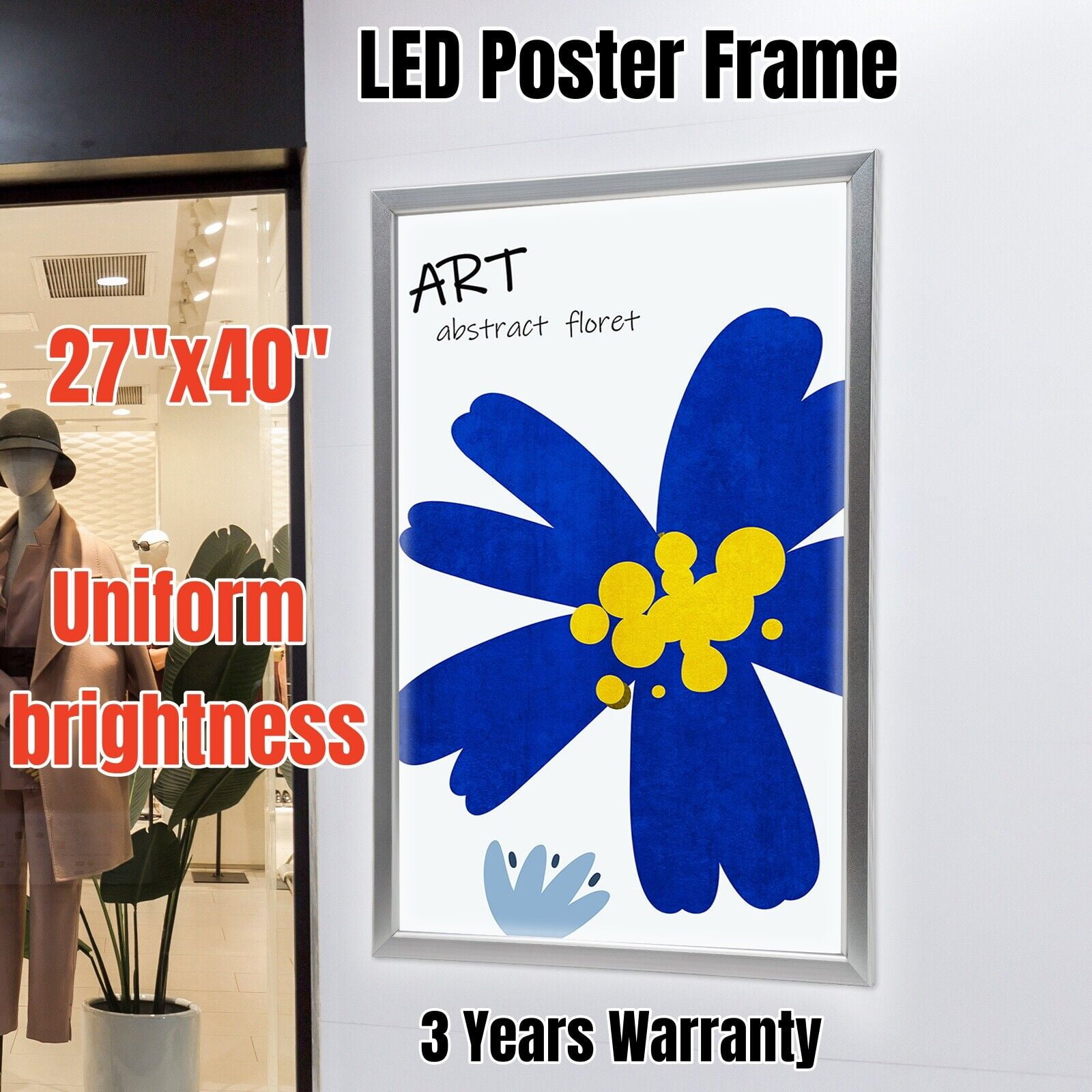 27"x40'' LED Poster Movie Frame Backlit Light Box Advertising Sign ...