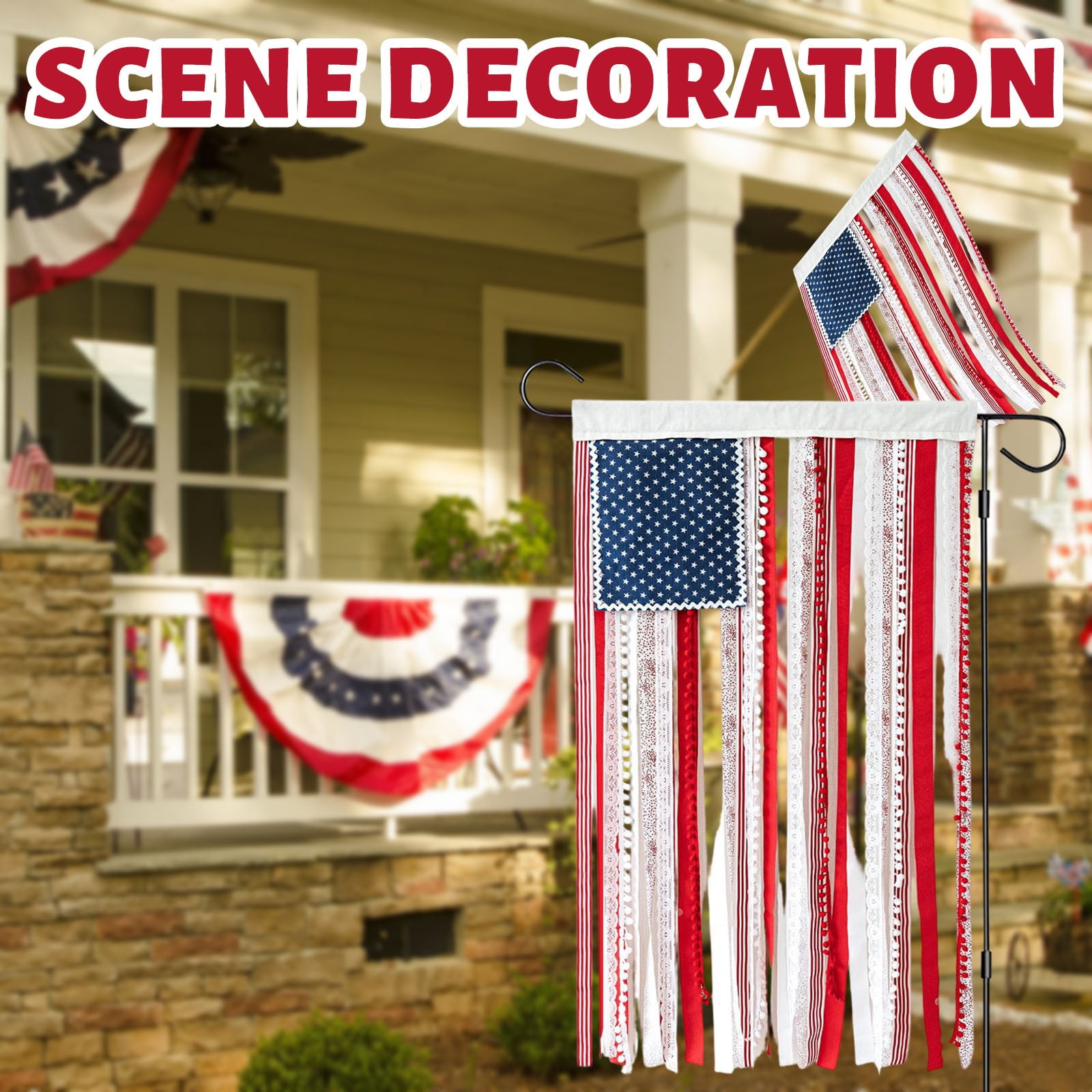 27"x50" Rag American Flag Banner for Home Party Supplies 4th of July ...