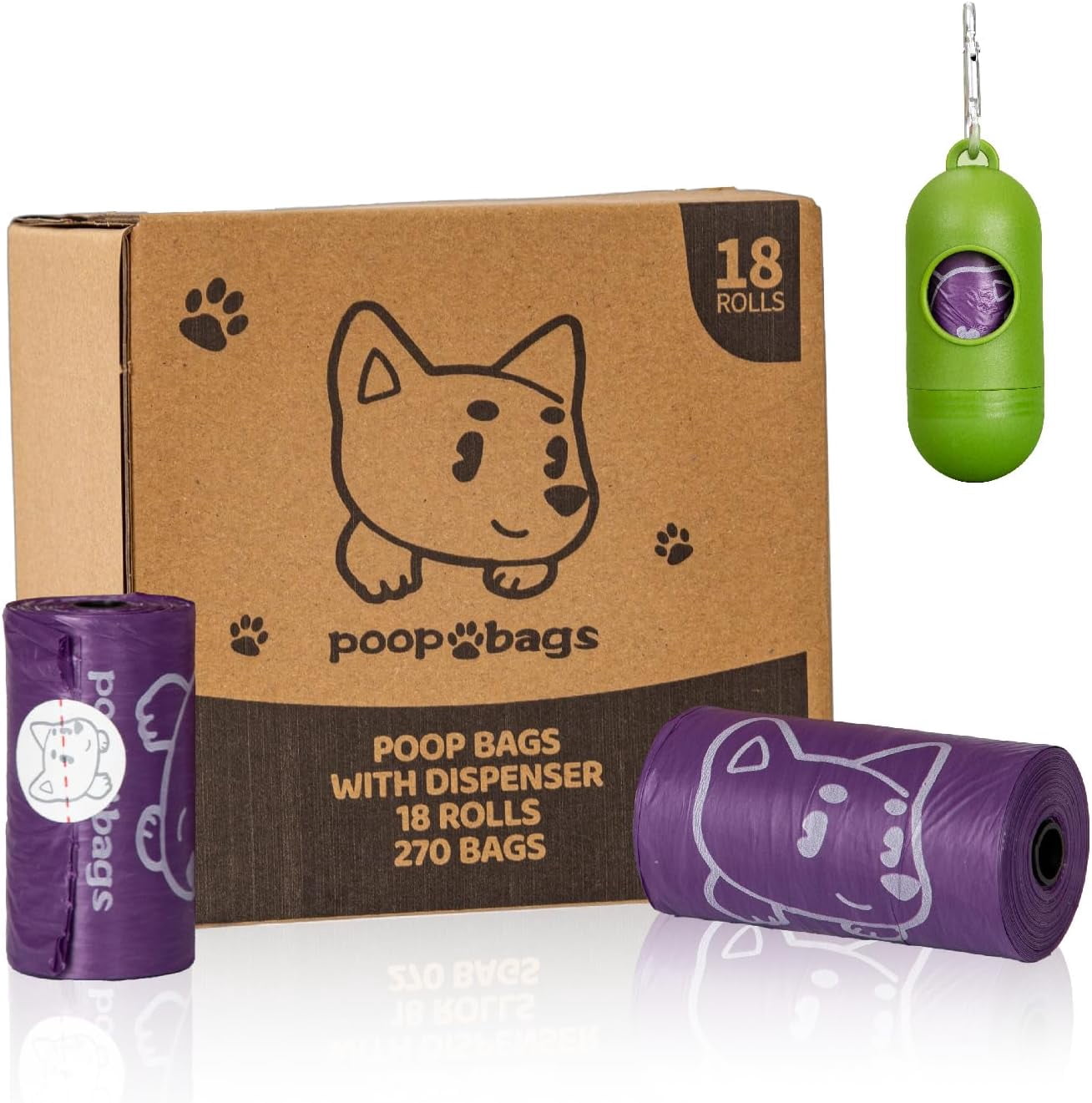 270 Count Dog Poop Bags Rolls with Dispenser & Leash Clip, 9″ x 13 ...