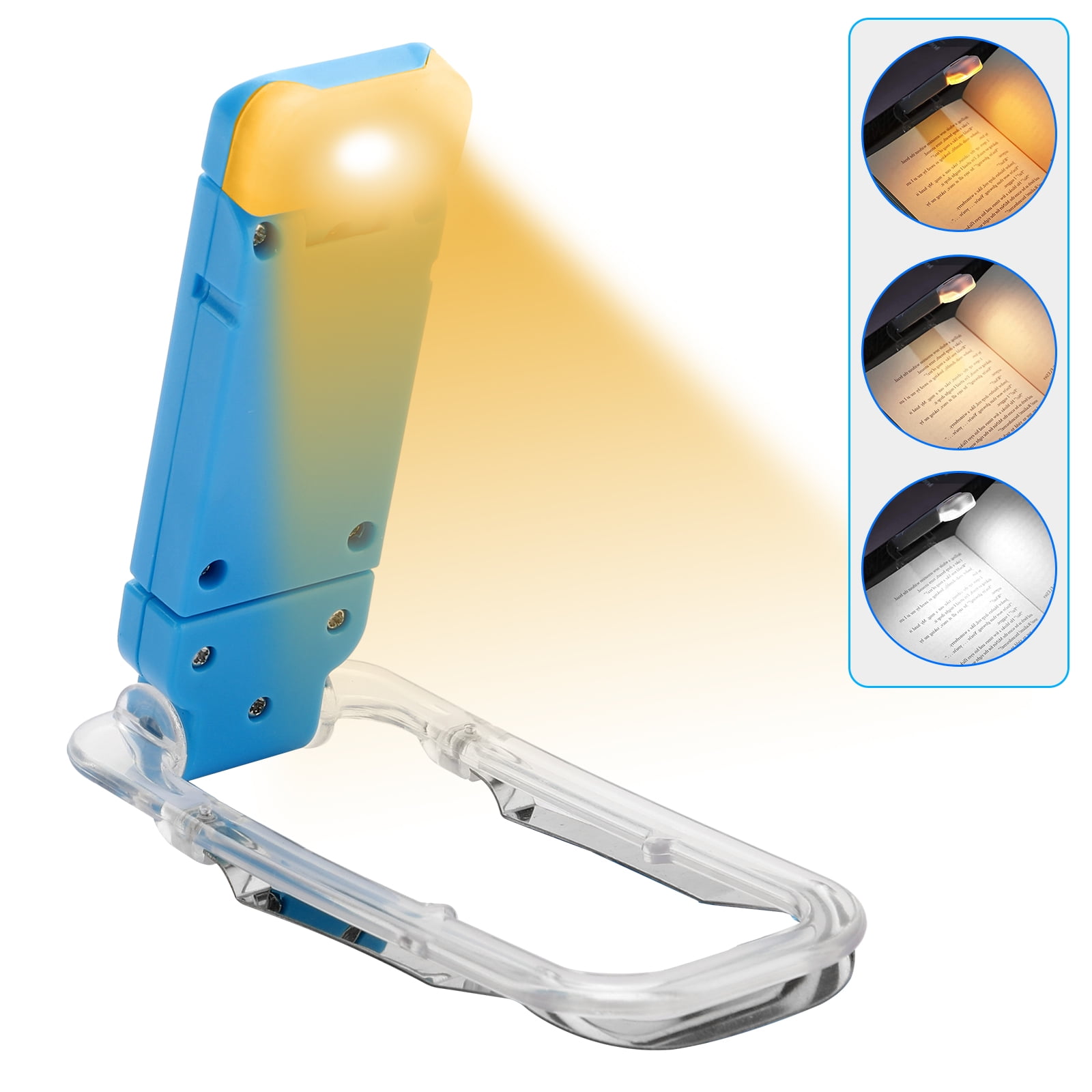 270° LED Clip Book Light USB Rechargeable for Reading in Bed Warm White ...