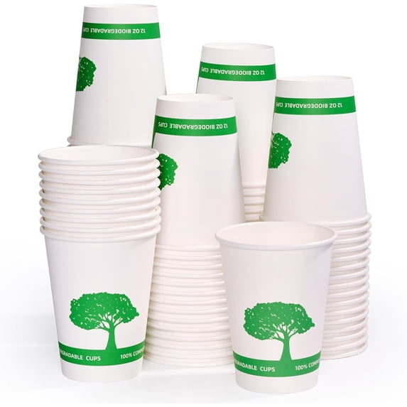 270 Pack Compostable Paper Cups, 12 oz Biodegradable Disposable Paper ...