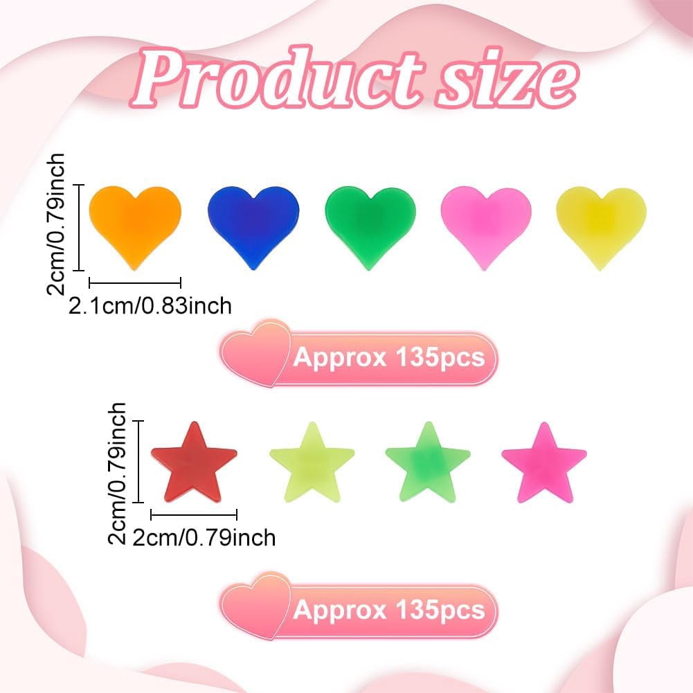 270 Pieces Bike Wheel Spokes Beads Colourful Pentagram Heart Plastic ...