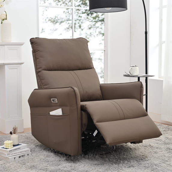 270° Power Swivel Rocker Recliner Chair, Electric Glider Reclining Sofa ...