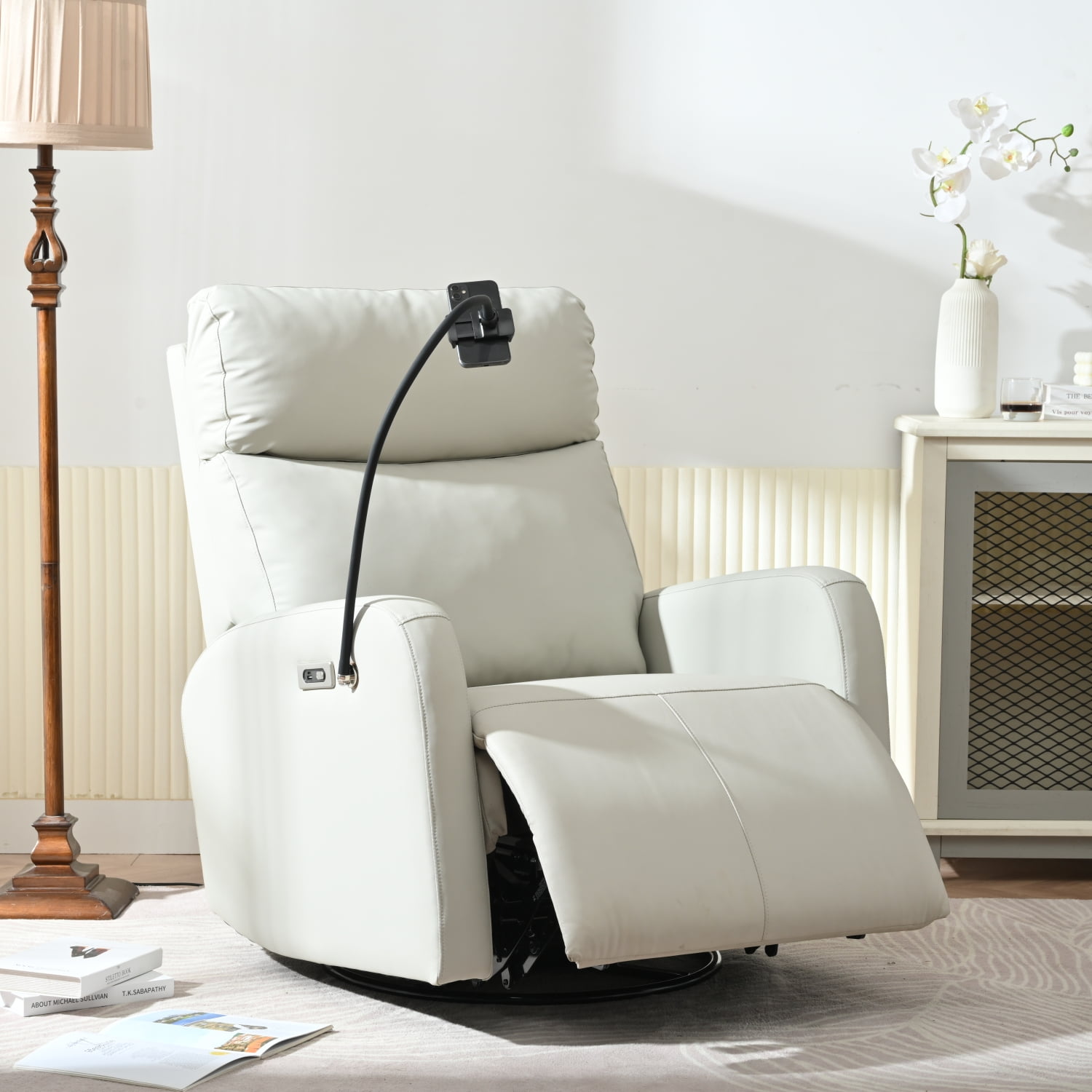 270° Power Swivel Rocker Recliner Chair, Electric Glider with USB Ports ...