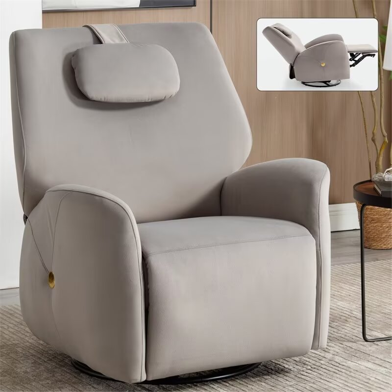 270°Power Swivel Rocker Recliner Chair, Electric Lift Chair with Lumbar ...