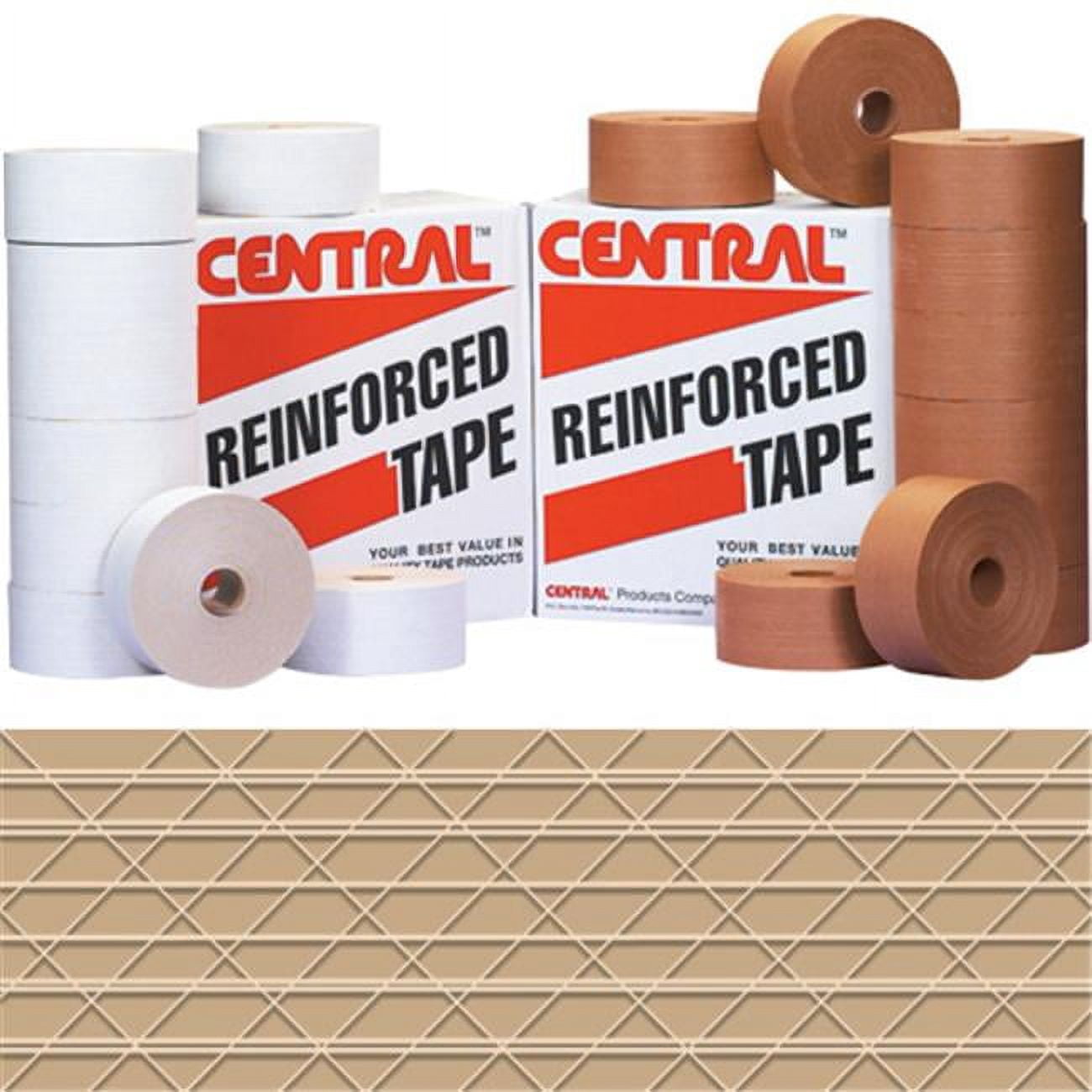 Central 270 Reinforced Tape 7.5 Mil 3" x 450' Kraft 10/Case T907270 ...
