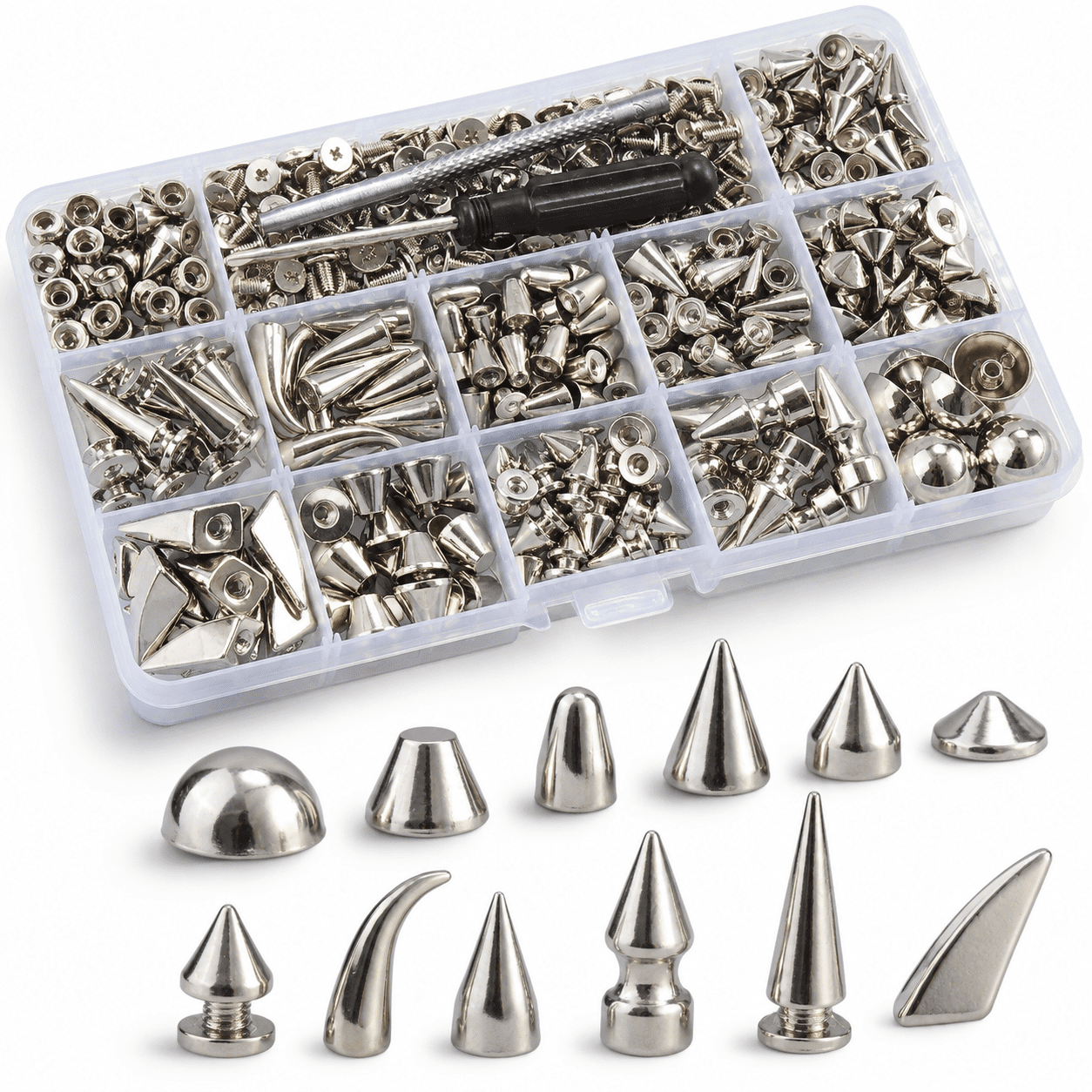 270 Sets Mixed Shape Spikes And Studs Color Screw Cone Rivet Kit ...