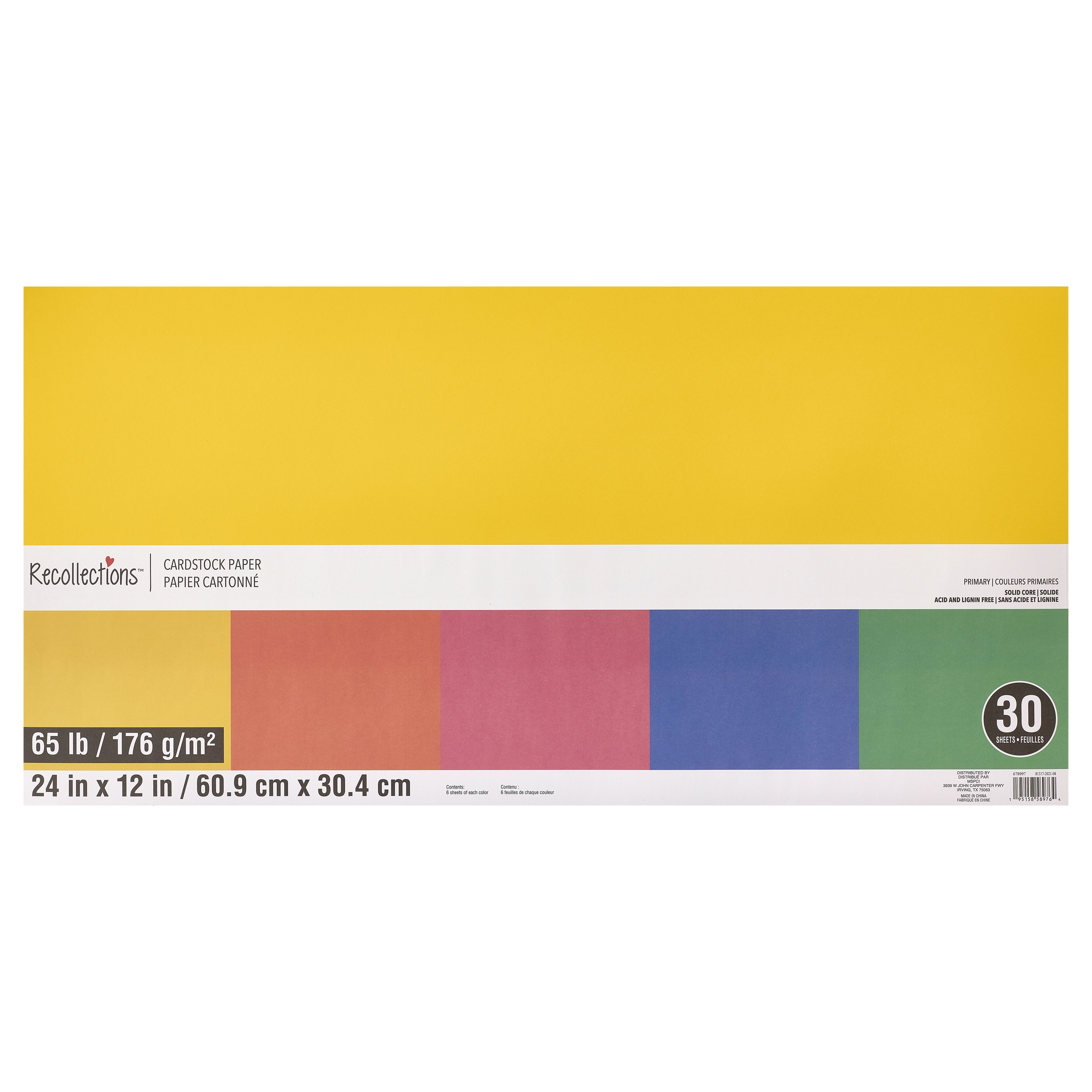 270 Sheets Primary 12" x 24" Cardstock Paper by Recollections - Acid ...
