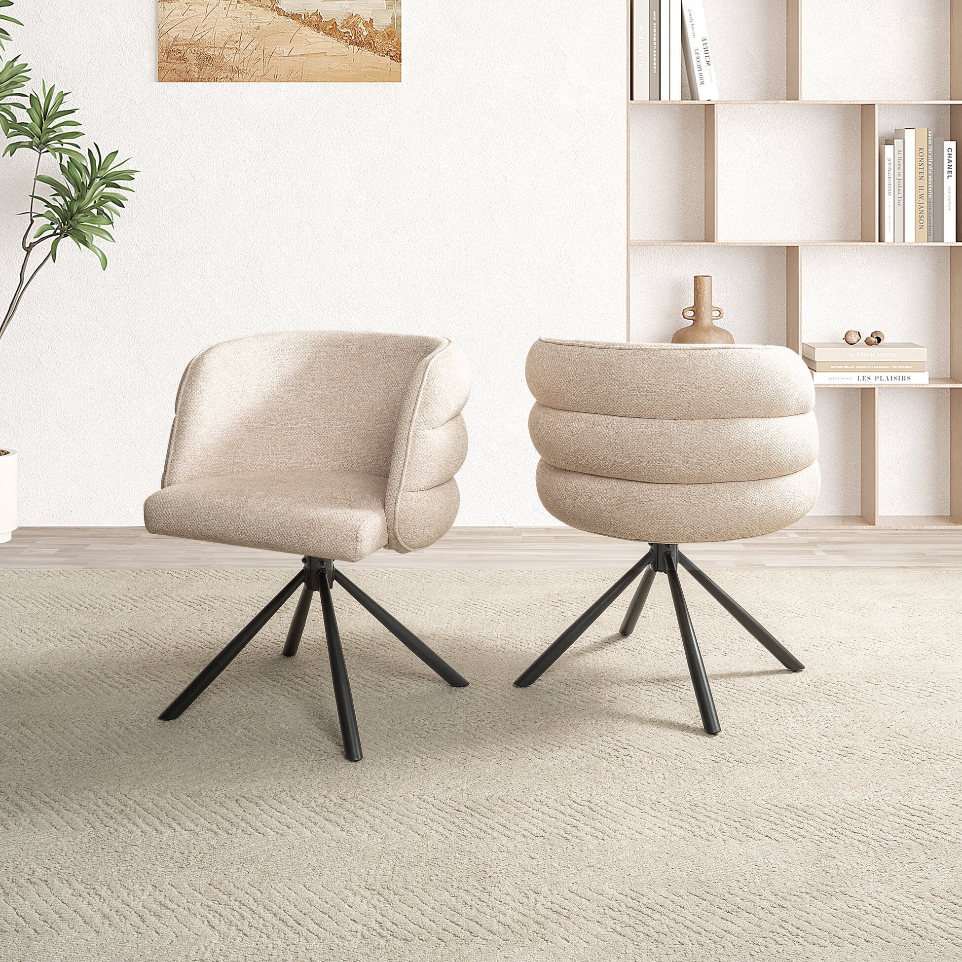 270° Swivel Office Desk Chairs Set of 2, Upholstered Home Armchair with ...
