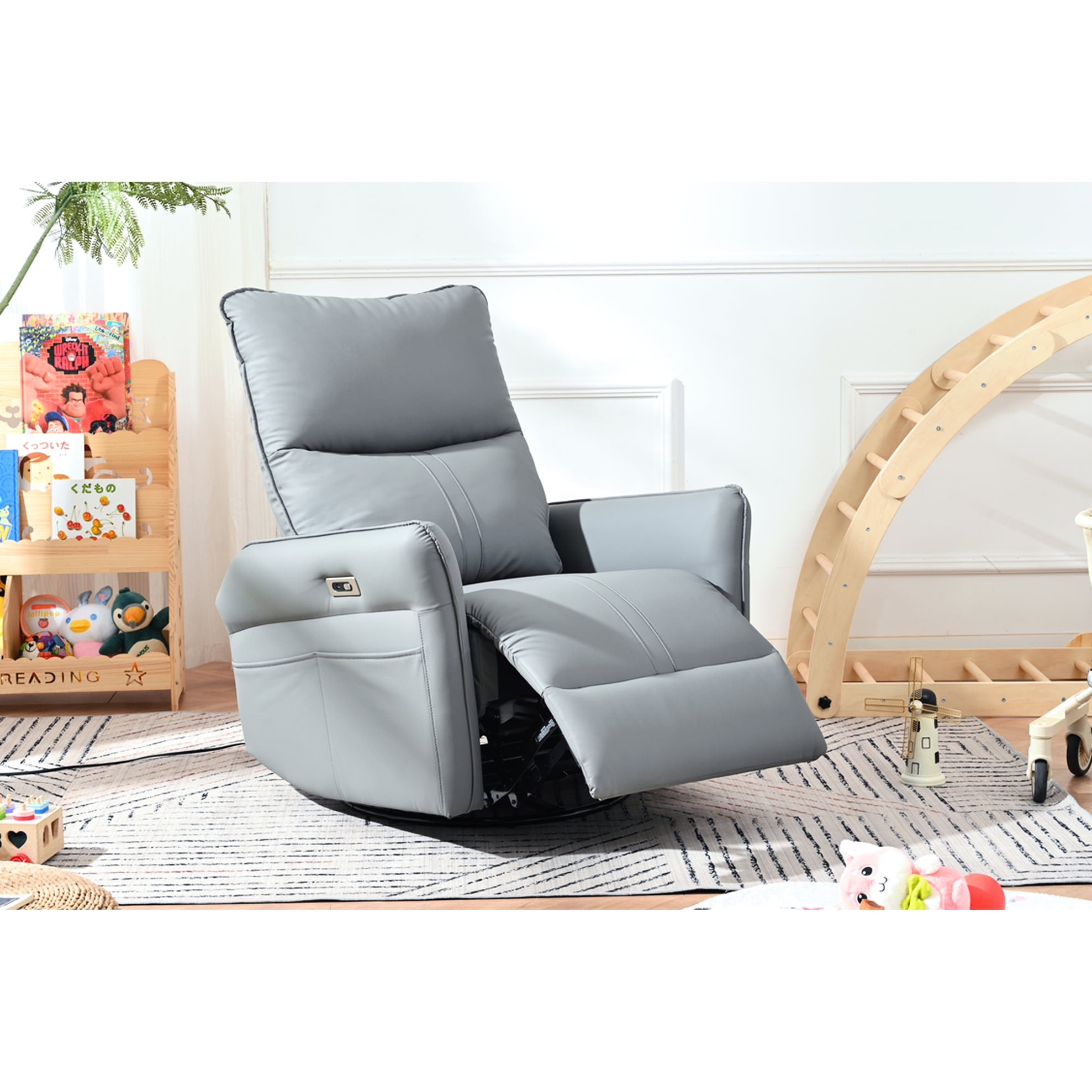 270° Swivel Rocking Recliner Chair For Adults - Electric, Blue, Compact ...