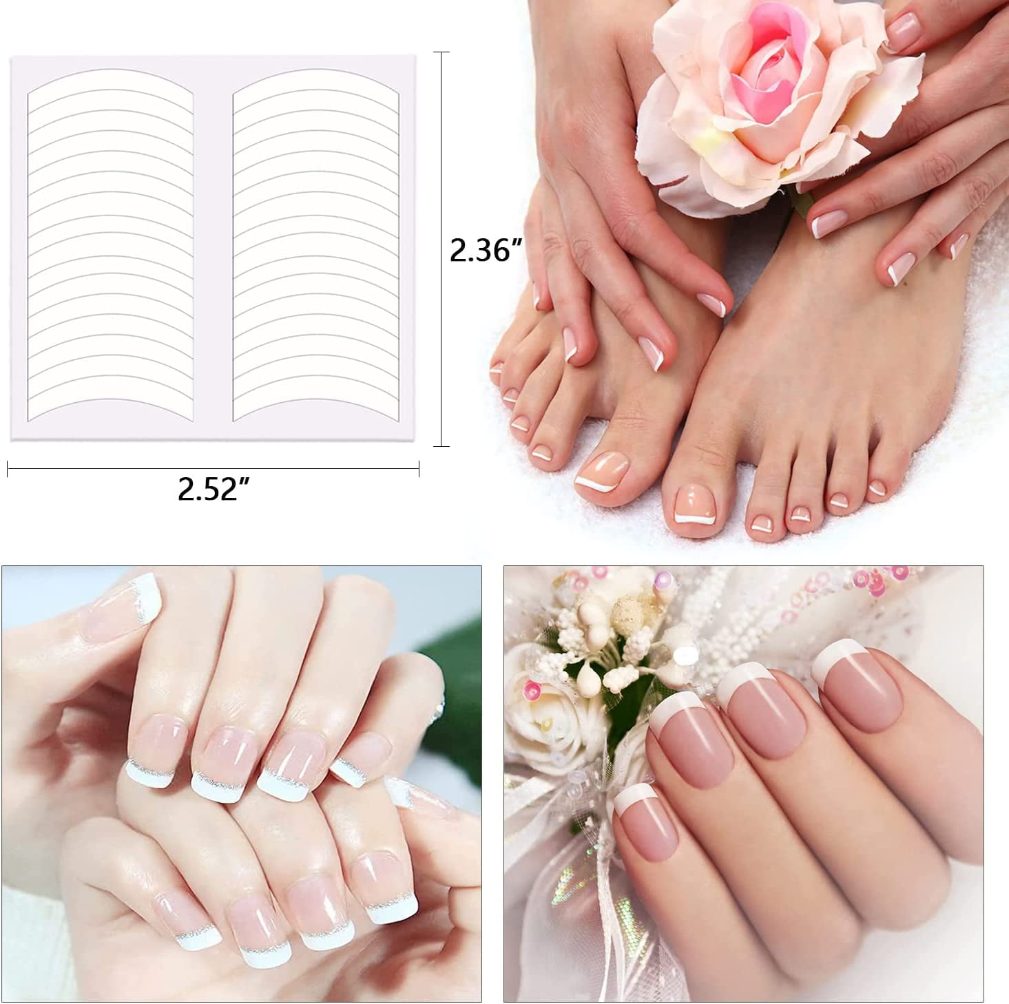 2700 Pieces 90 Sheets French Tip Nail Guides Nail Stencils Self ...