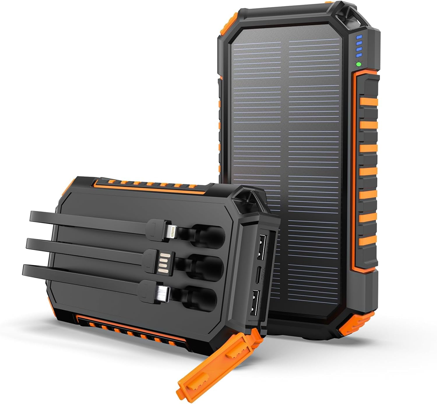 27000mAh Power Bank Solar Charger Built in 3 Cables Five Outputs 15W ...