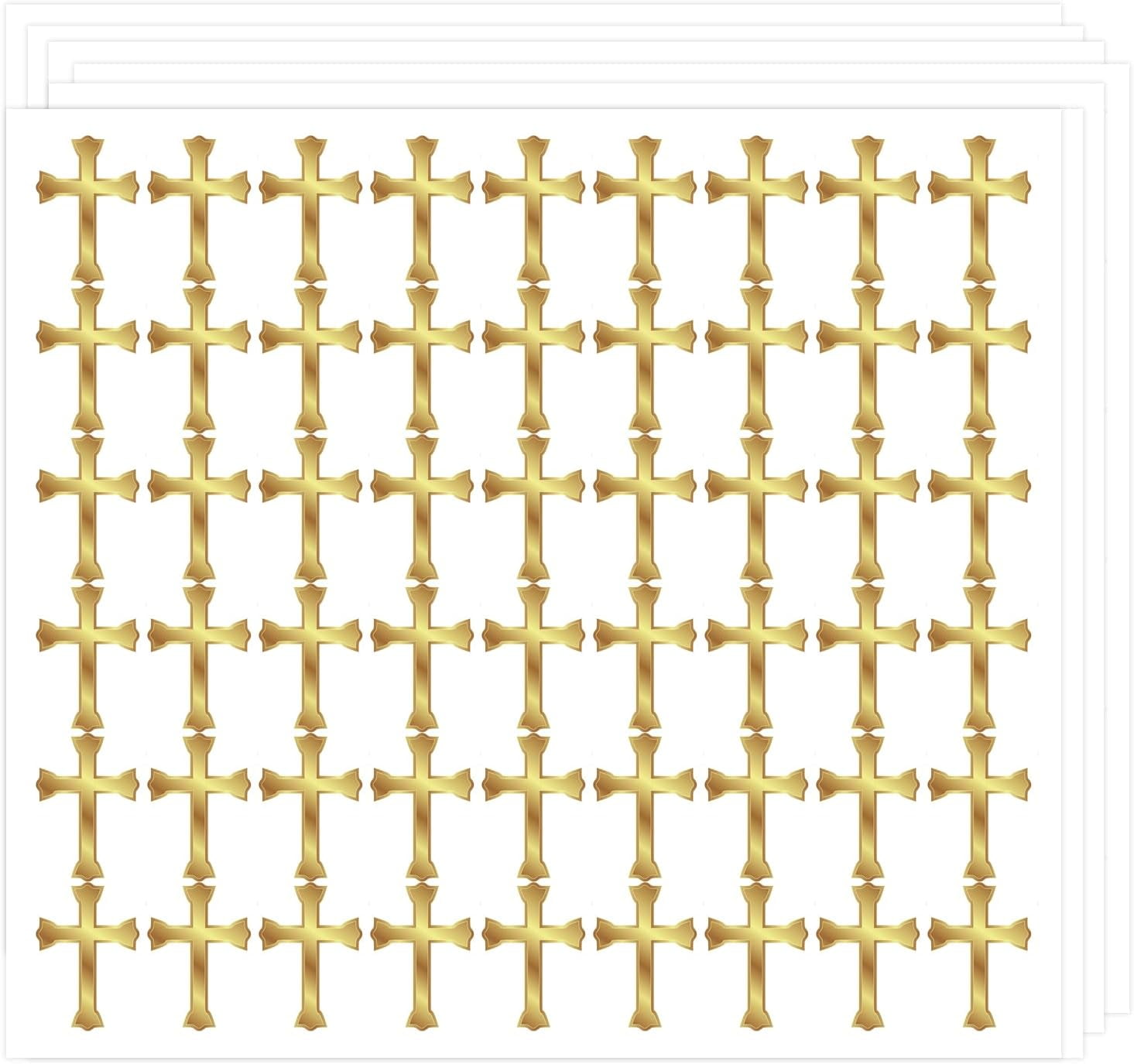 2700Pcs Mini Easter Cross Sticker Gold Foil Paper Decals Gold Jesus ...