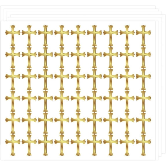 2700Pcs Mini Easter Cross Sticker Gold Foil Paper Decals Gold Jesus ...