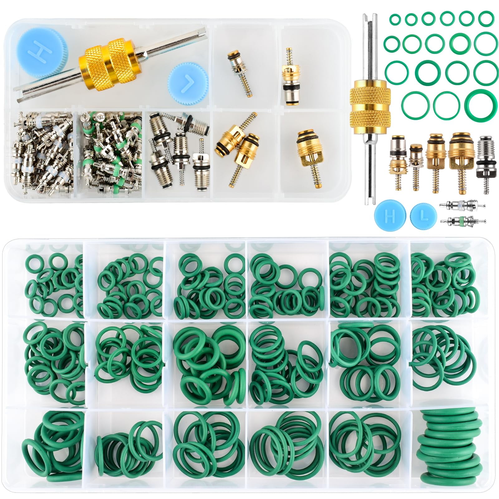 270PCS Rubber O-Rings + 63PCS AC Valve Cores Kit | Car A/C Repair Toolkit with Removal Tool ...