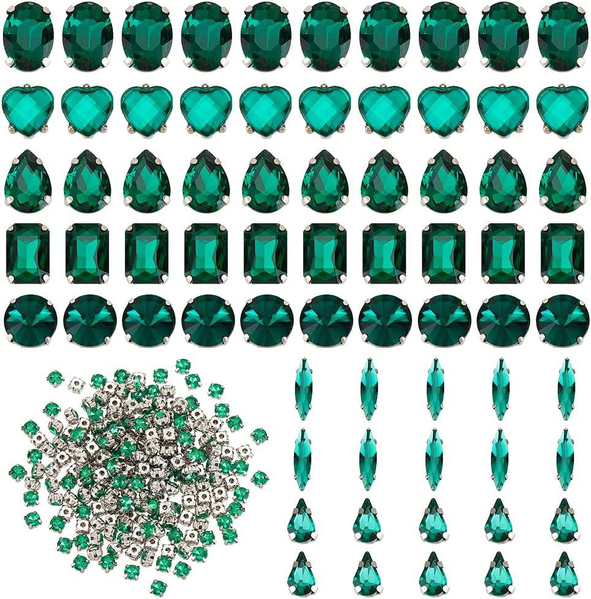270Pcs 8 Style Sew on Rhinestone Gradient Green Rhinestones with Sewing ...